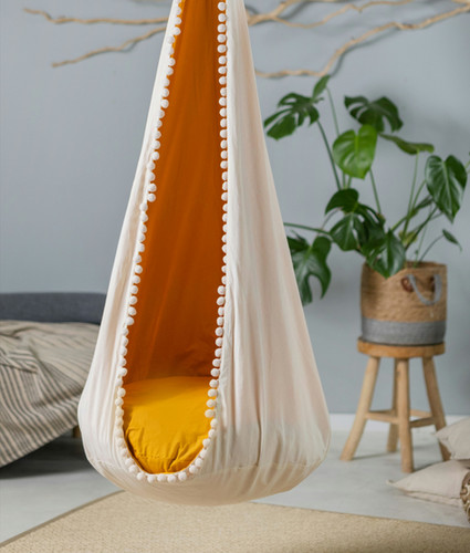 Hanging Cocoon Swing - Honeyland | Cream & Mustard Cocoon Swing ...