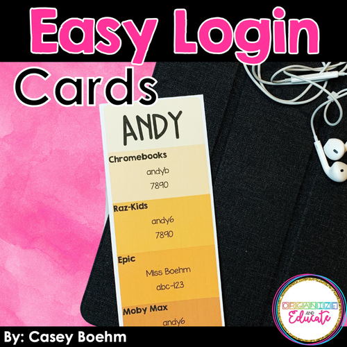Student Login Cards- Easy Edit! | Organize and Educate