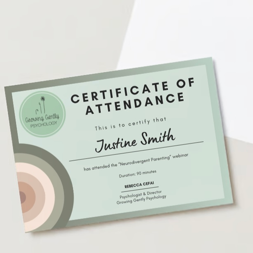 Certificate of Attendance: Neurodivergent Parenting Webinar ...