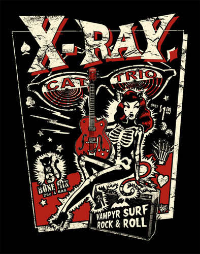 Vince Ray 'X Ray Cat Trio' A3 Art Print | X Ray Cat Trio
