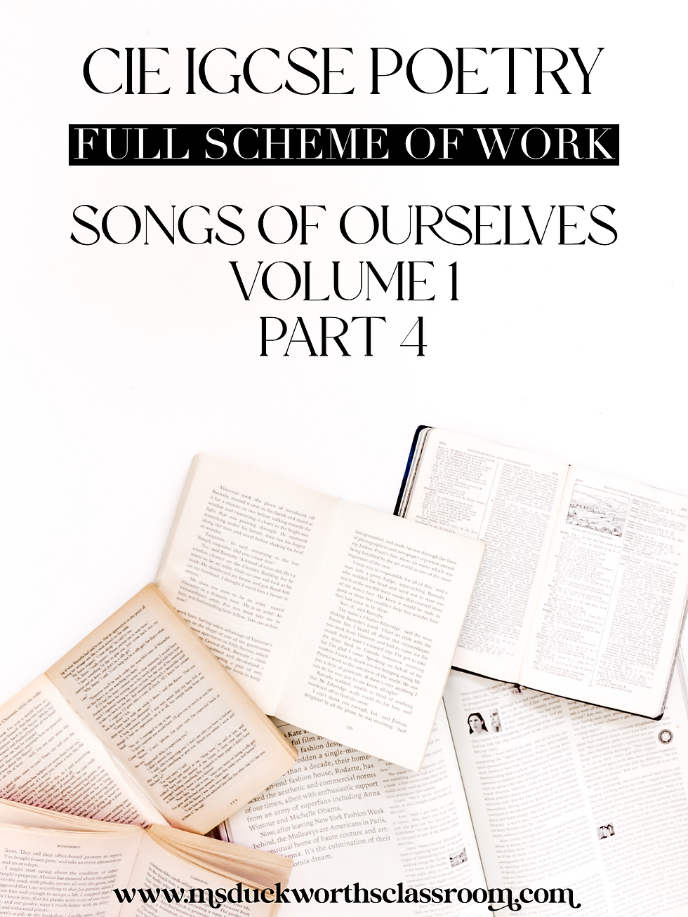 Songs of Ourselves Volume 1 Part 4: CIE IGCSE Full Scheme of Work | Ms ...