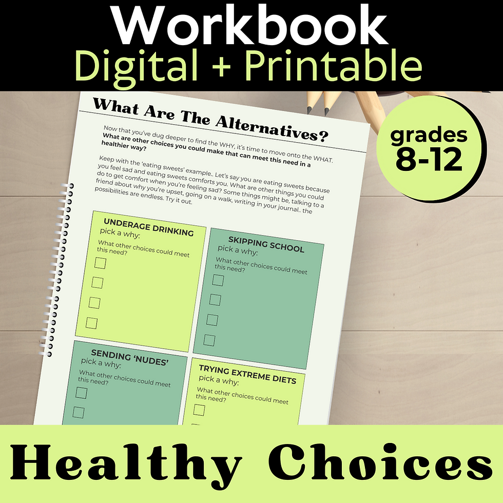 Encouraging Healthy Choices for Teens. The Why | What | Who Method.
