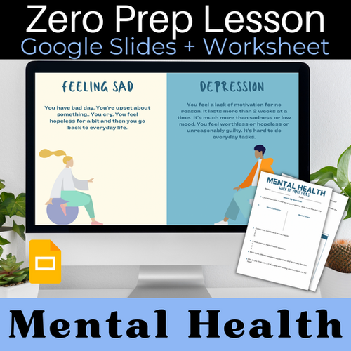 Mental Health ZERO PREP Lesson: Google Slides + Worksheet for High ...