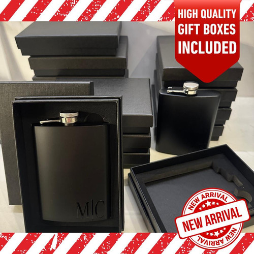 Personalised Black 8Oz Hip Flask, Groomsmen Gifts , Personalised Gift ...