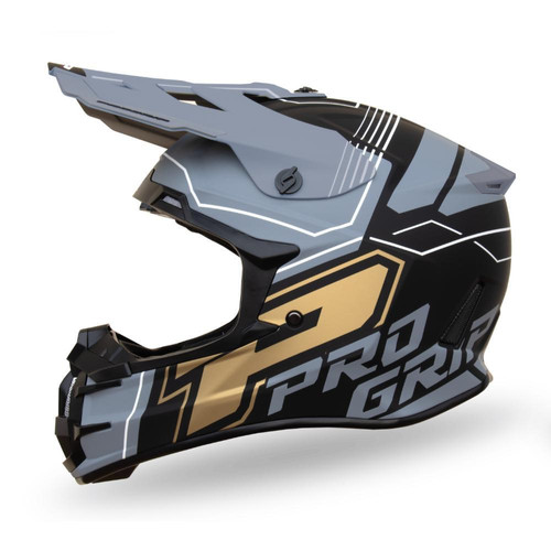 Progrip 3080 Matte Black/Grey MX Helmet | Moto Essentials