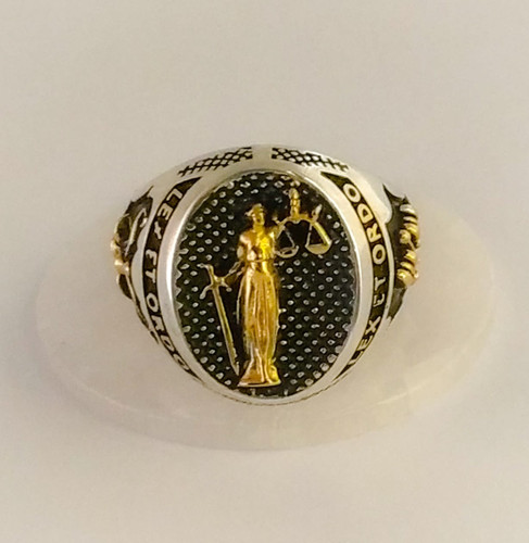 Anel Masculino Direito Lex et Ordo - Prata 925 com Banho de Ouro nos ...