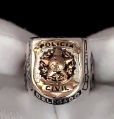 Anel Delegado - Polícia Civil - Prata 925 com banho de ouro nos ...