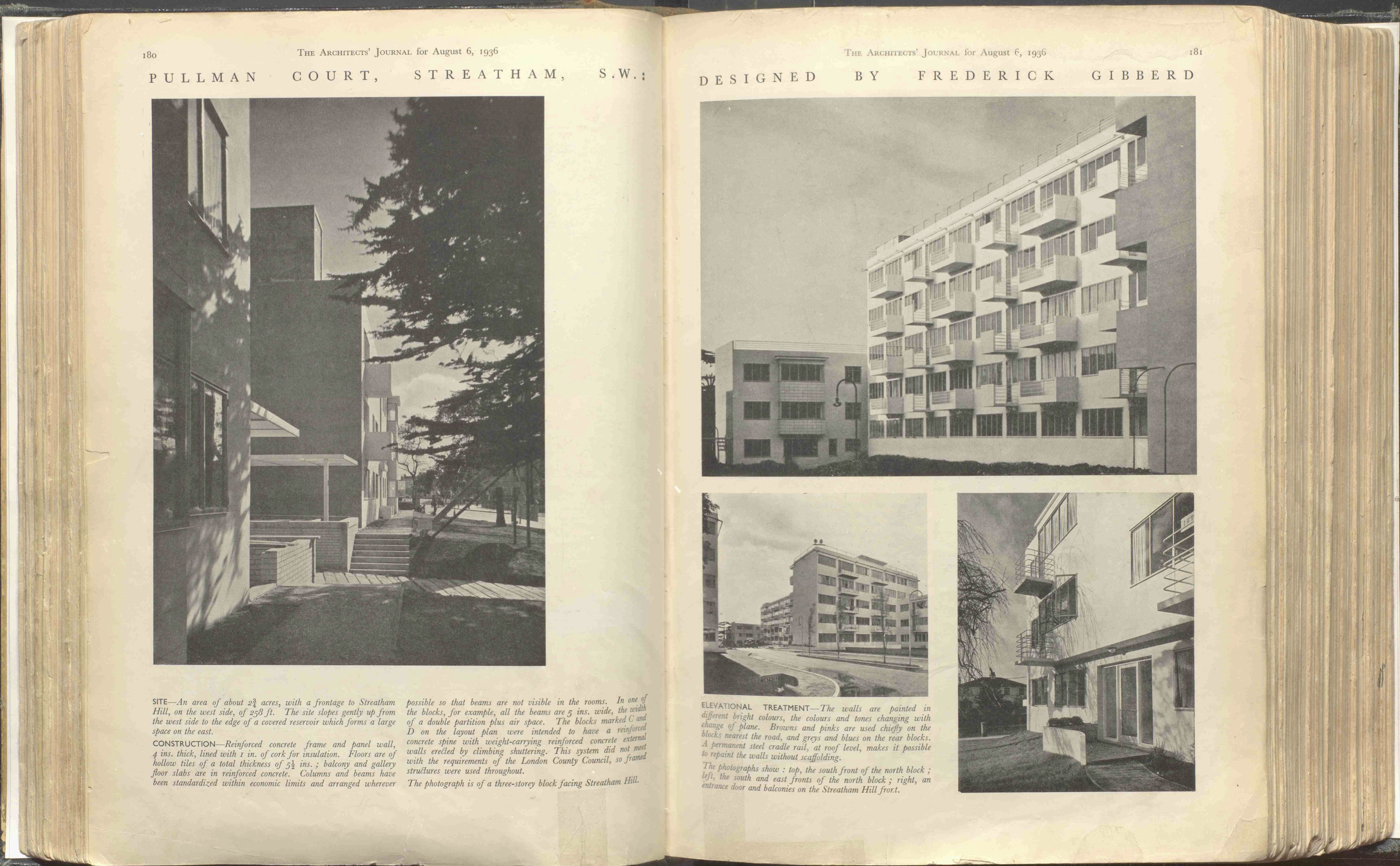 Pullman Court, SW2 architectural reviews 1936, 1937