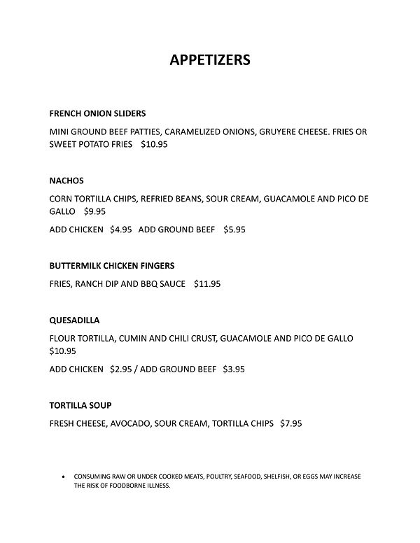 Menus | Beaver Meadows Resort Ranch