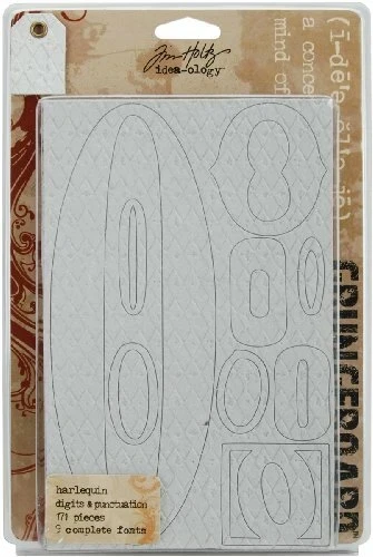 Tim Holtz Grungeboard Digits & Punctuation Harlequin | Scrapbook Supply