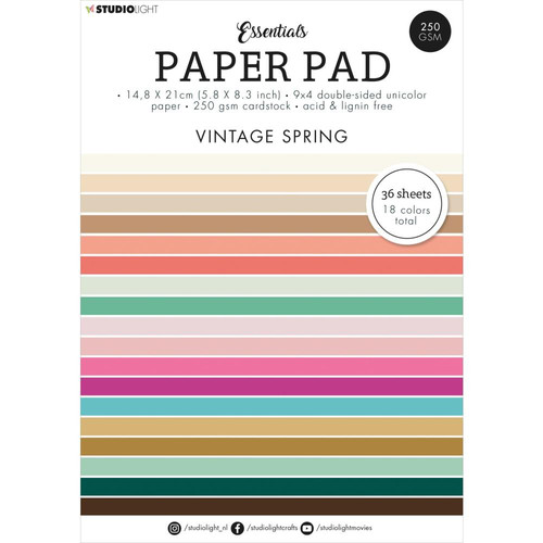 Studio Light Paper Pad 8.25"X5.83" Nr. 92, Vintage Spring | Scrapbook ...