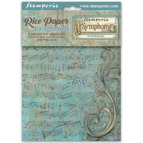 Stamperia Symphony A6 Rice Paper Backgrounds Pack | Scrapbook Supply
