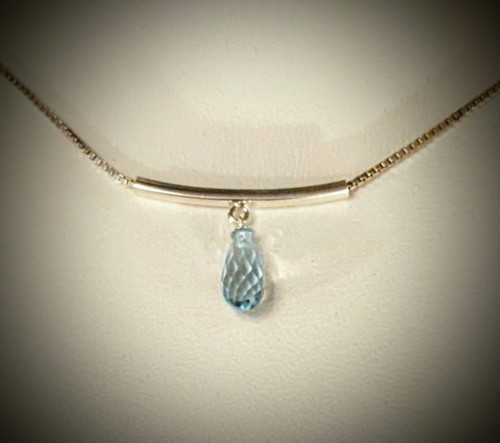 Faceted Blue Topaz Briolette Pendant | JM Scully Jewelers