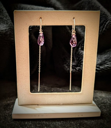 Faceted Briolette Threader Amethyst Earrings | JM Scully Jewelers
