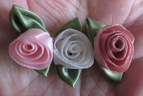 6 Large Rolled Ribbon Roses - Please choose colour | Lace Trims & Braids