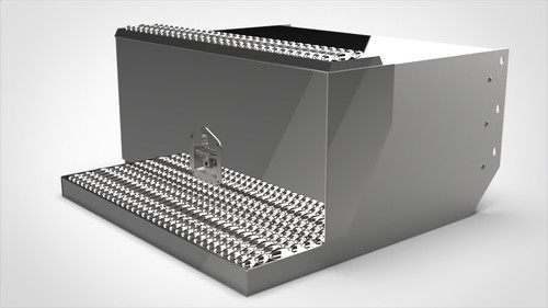 PETERBILT MIRROR FINISH STAINLESS SMOOTH TOOL BOX WITH PUNCHED STEPS ...