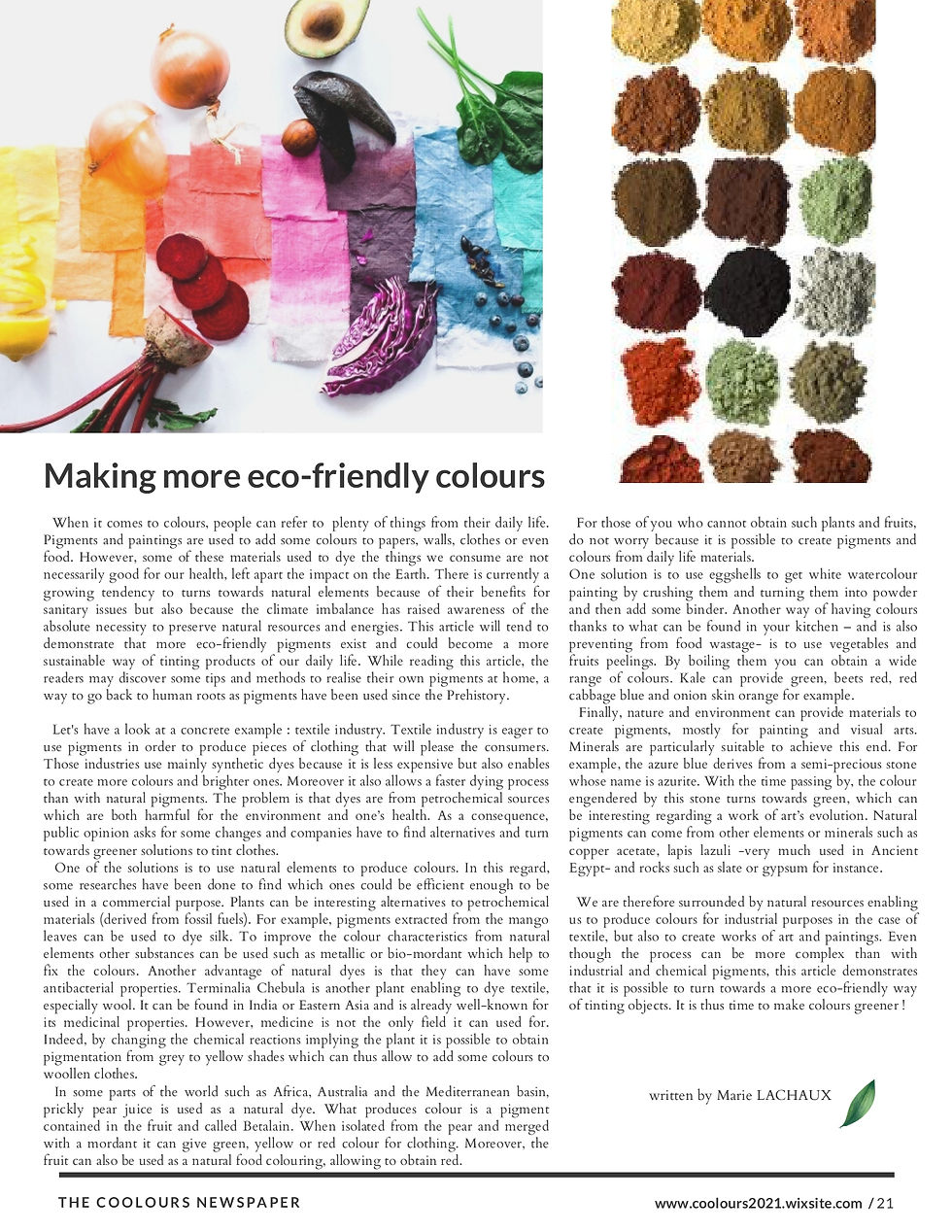 Making more eco-friendly colours