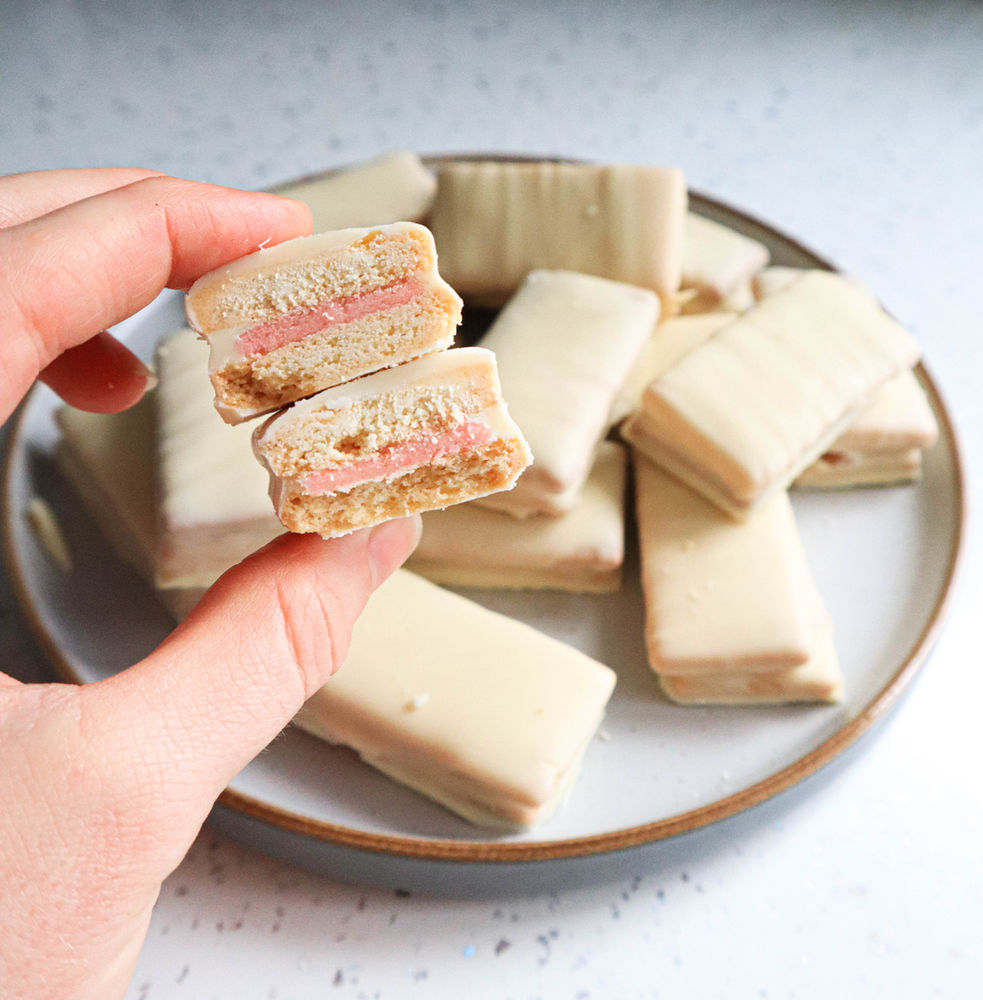 White chocolate and Strawberry Tim Tams