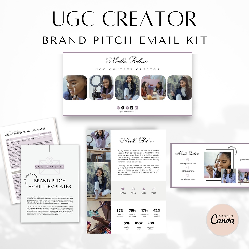 UGC Creator Brand Pitch Email Kit Templates for Canva | Damaris Gray ...