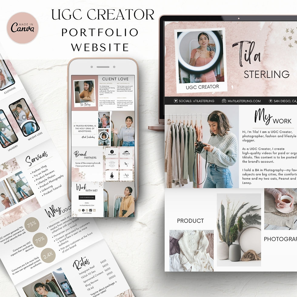 UGC Creator Portfolio Website Template for Canva | Damaris Gray Designs