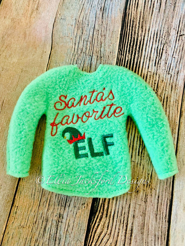 Santa's Favorite Helper Doll Sweater Embroidery Design | Ellia Jacksford