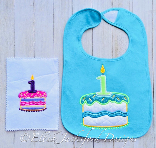 1st Birthday Cake Applique Embroidery Design 2 SIZES | Ellia Jacksford