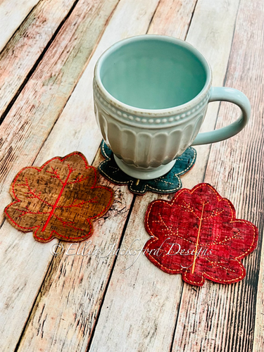 Fall Leaf Coaster Embroidery Design | Ellia Jacksford