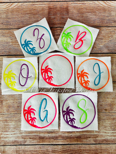 5in Palm Tree Monogram Frame Embroidery Design Font | Ellia Jacksford