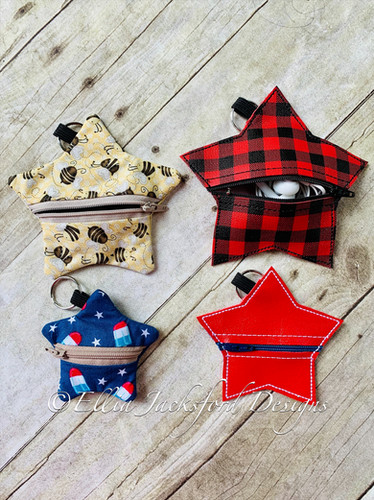 ITH Star Earbud Case Keyfob Embroidery Design | Ellia Jacksford