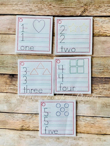 ITH Number 1-5 Writing Worksheets Embroidery Design | Ellia Jacksford
