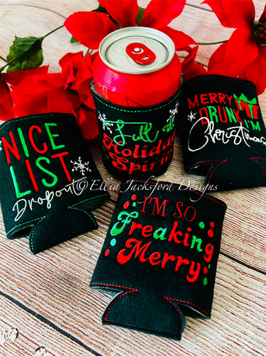 Christmas Can Insulator Embroidery Design SET OF 4 | Ellia Jacksford