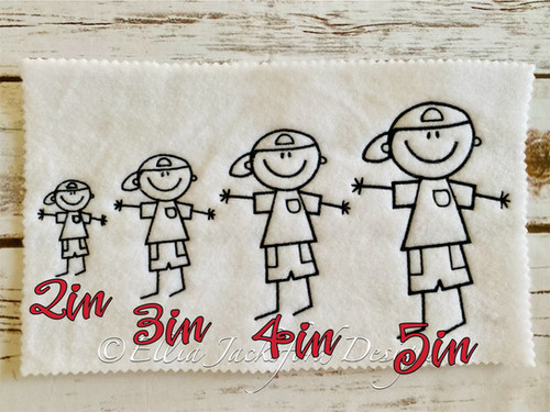 Stick Figure Boy Embroidery Design 4 SIZES | Ellia Jacksford