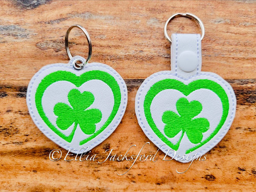 Shamrock Heart Keyfob Embroidery Design 2 FINISHES | Ellia Jacksford