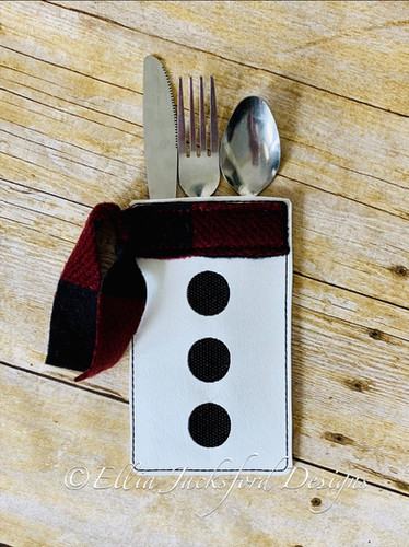 ITH Snowman Silverware Holder Embroidery Design | Ellia Jacksford