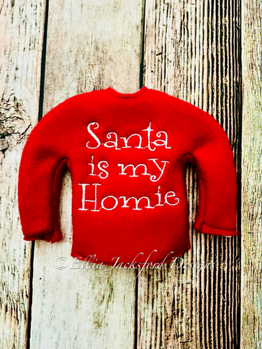 Santa Is My Homie Doll Sweater Embroidery Design | Ellia Jacksford