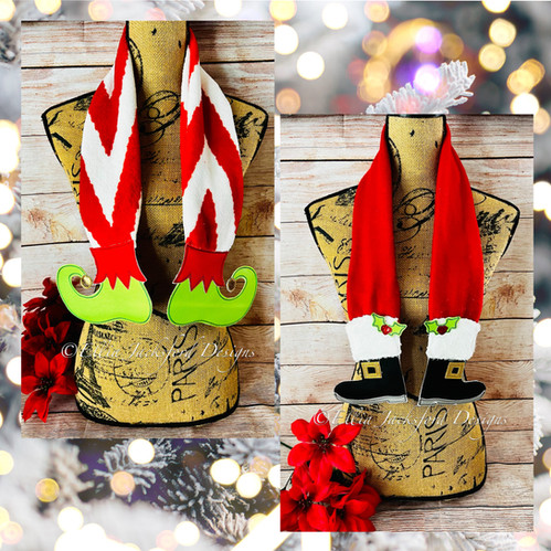 Santa and Elf Boot Scarf Embroidery Design SET | Ellia Jacksford