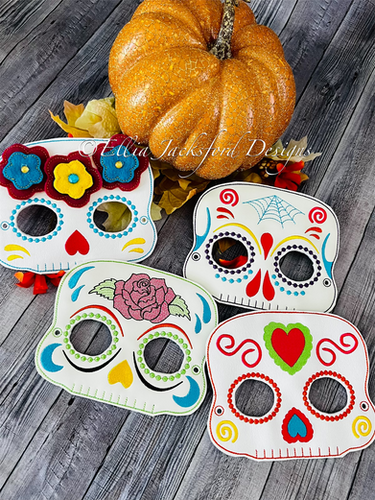 Sugar Skull Mask Embroidery Design SET OF 4 | Ellia Jacksford