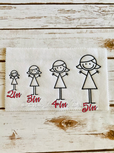 Stick Figure Girl Embroidery Design 4 SIZES | Ellia Jacksford