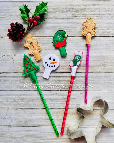 Christmas Pencil Topper Embroidery Design Set of 6 | Ellia Jacksford