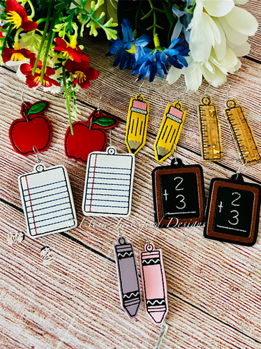 School Themed Earring Embroidery Design SET OF 6 | Ellia Jacksford