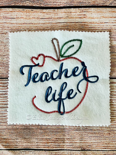 Teacher Life Embroidery Design 3 SIZES | Ellia Jacksford