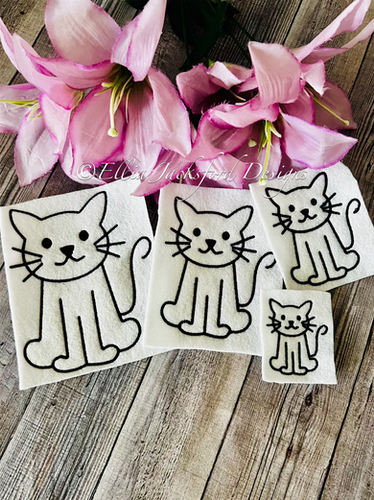Stick Figure Cat Embroidery Design 4 SIZES | Ellia Jacksford