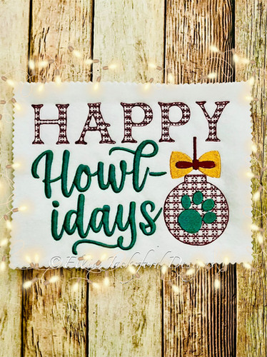 Happy Howlidays Sketch Embroidery Design 3 SIZES | Ellia Jacksford