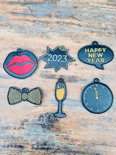 New Year's Eve Charms Embroidery Design SET OF 6 | Ellia Jacksford