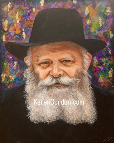 Colorful Smiling Rebbe Portrait | Keren Gordon Fine Ar