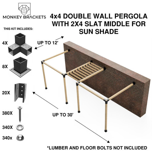 Double Wall Pergola with 20X Middle Slats | Monkey Brackets