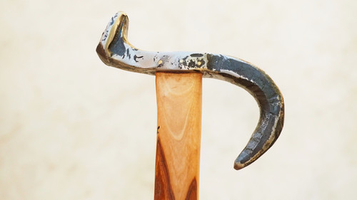 curved rail road spike walking cane | Biblical Stick Craft