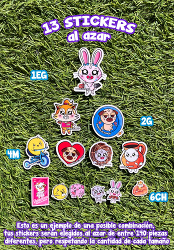 STICKERS al azar | 13 piezas diferentes tamaños | Carita De Arroz