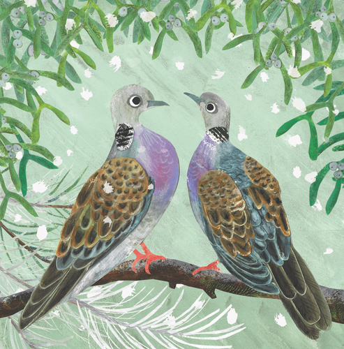 Two Turtle Doves Christmas Greetings Card | katereadillustration
