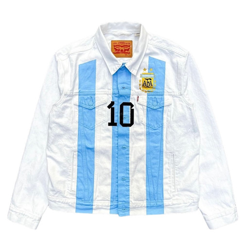 Unlicensed FC - Argentina Messi Upcycled Denim Jacket | TheFootballBoutique
